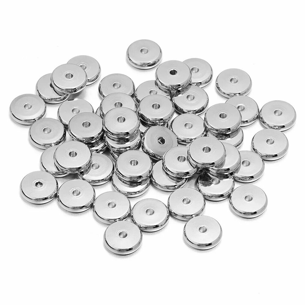 SAUVOO Плоские круглые бусины из нержавеющей стали 4x1.5mm, Steel 50pcs