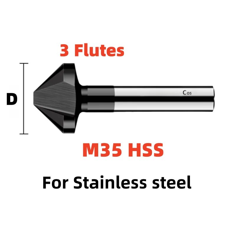 Зенкер VAYNE M35-Co HSS-E HSS для металла D35mm 1pcs, TiCN coated 3F