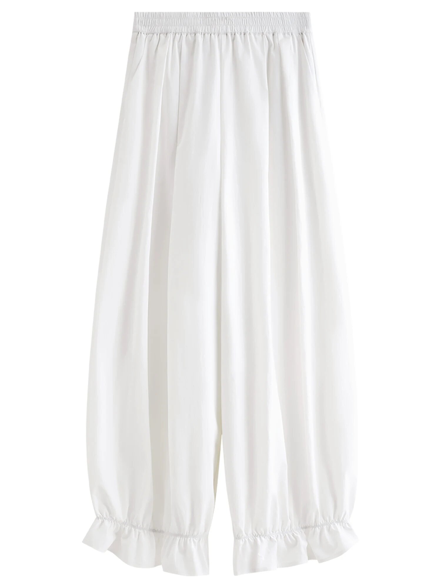 FSLE свободные брюки-клеш из лиоцелла, хлопка и нейлона черно-белые Белый, S, белый