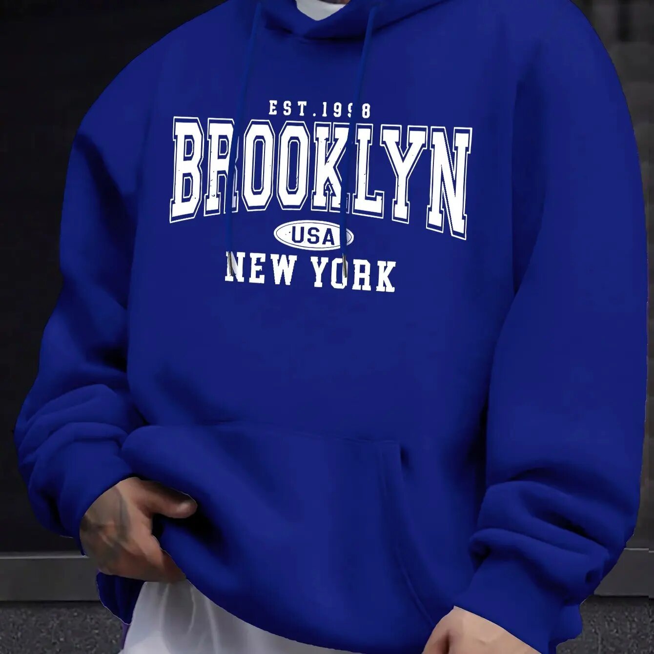 Мужская толстовка с капюшоном Brooklyn New York, темно-синий, S