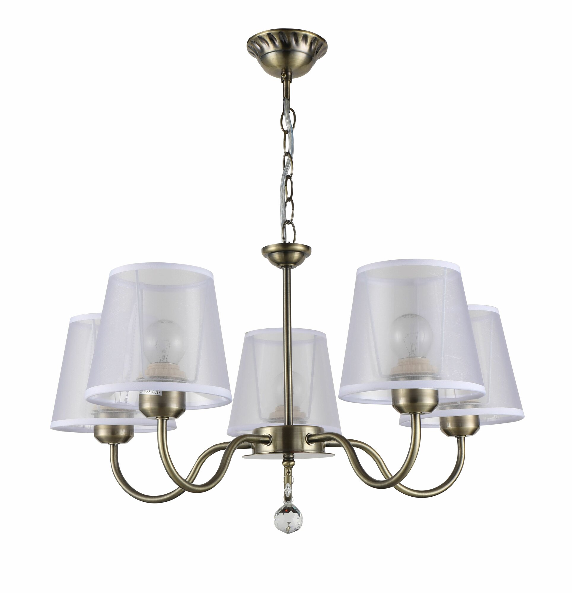 Люстра подвесная A119/5 AB, цвет бронзовый, 5хЕ27х40Вт, до 20 кв. м