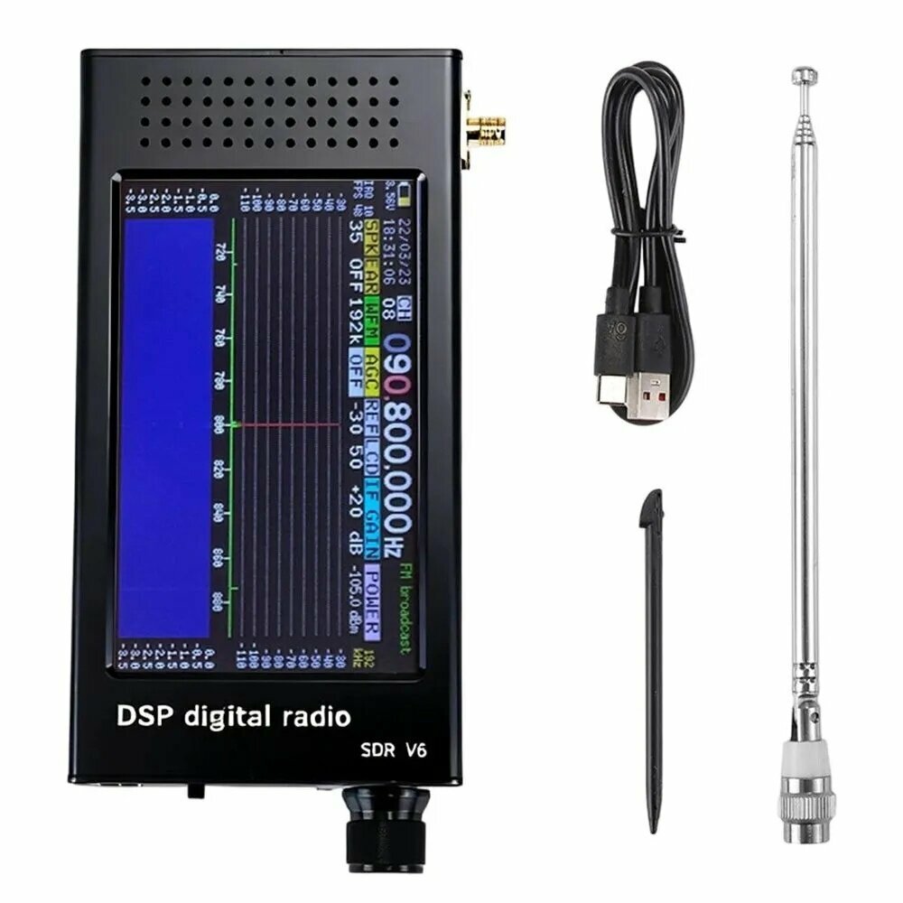 SDR-V6 Радиоприёмник с КВ-диапазоном, 100 кГц 149 МГц, алюминиевый корпус, 4,3-дюймовый IPS-экран, 3000 мА ч