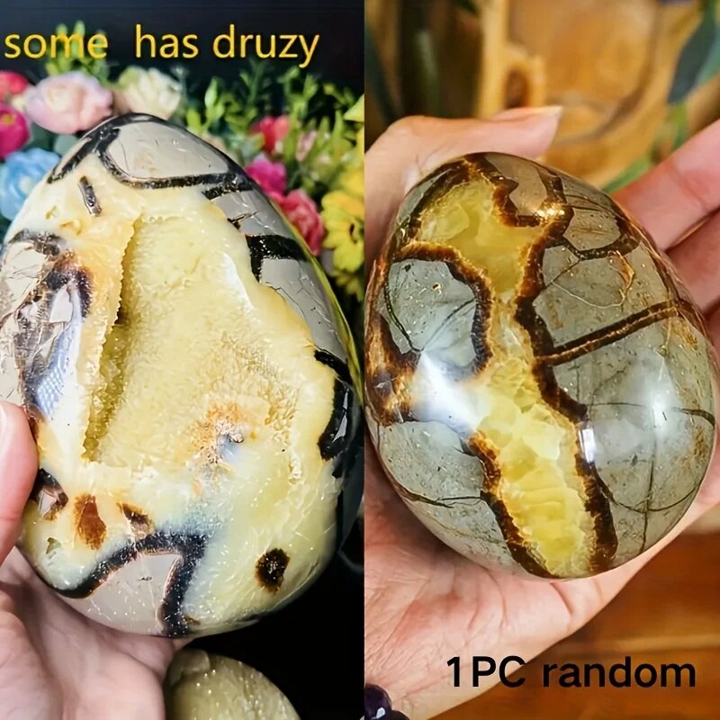 1 Шт. Уникальное Натуральное Кристаллическое Яйцо Из Септария, Большое Полированное Яйцо С 300-400g