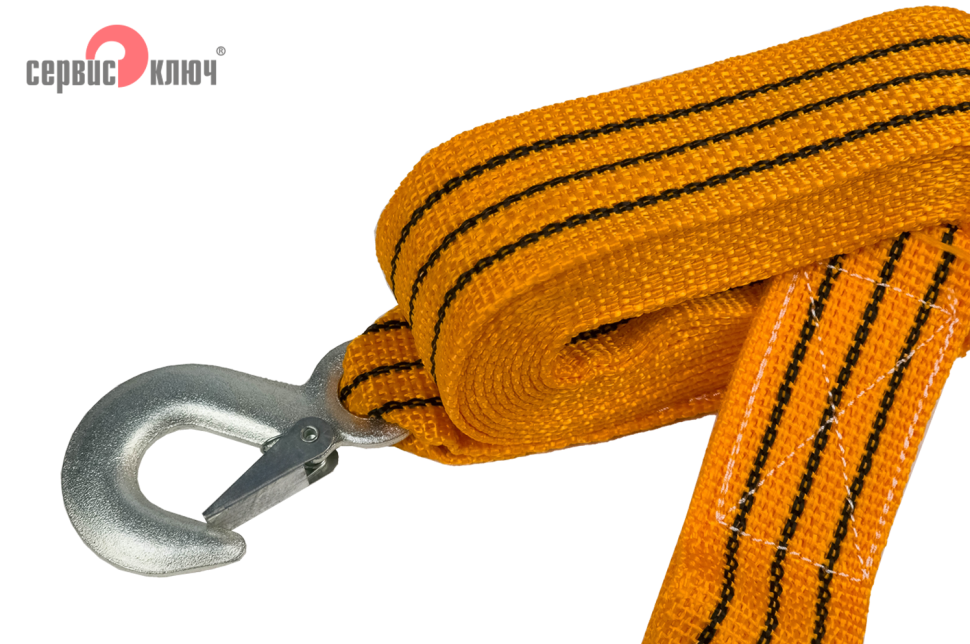 Трос ленточный 5т. Сервис Ключ в пакете 2 крюка
