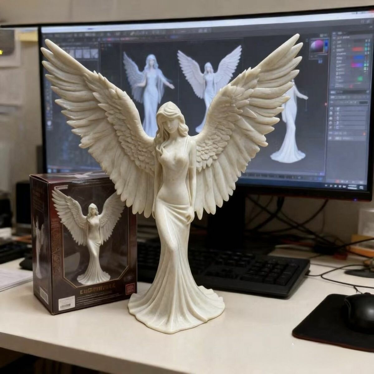 12 см белые 3d трехмерные современные ангелы красивая девушка крылья ангела украшения простые белые элегантные украшения дома аксессуары для комнаты