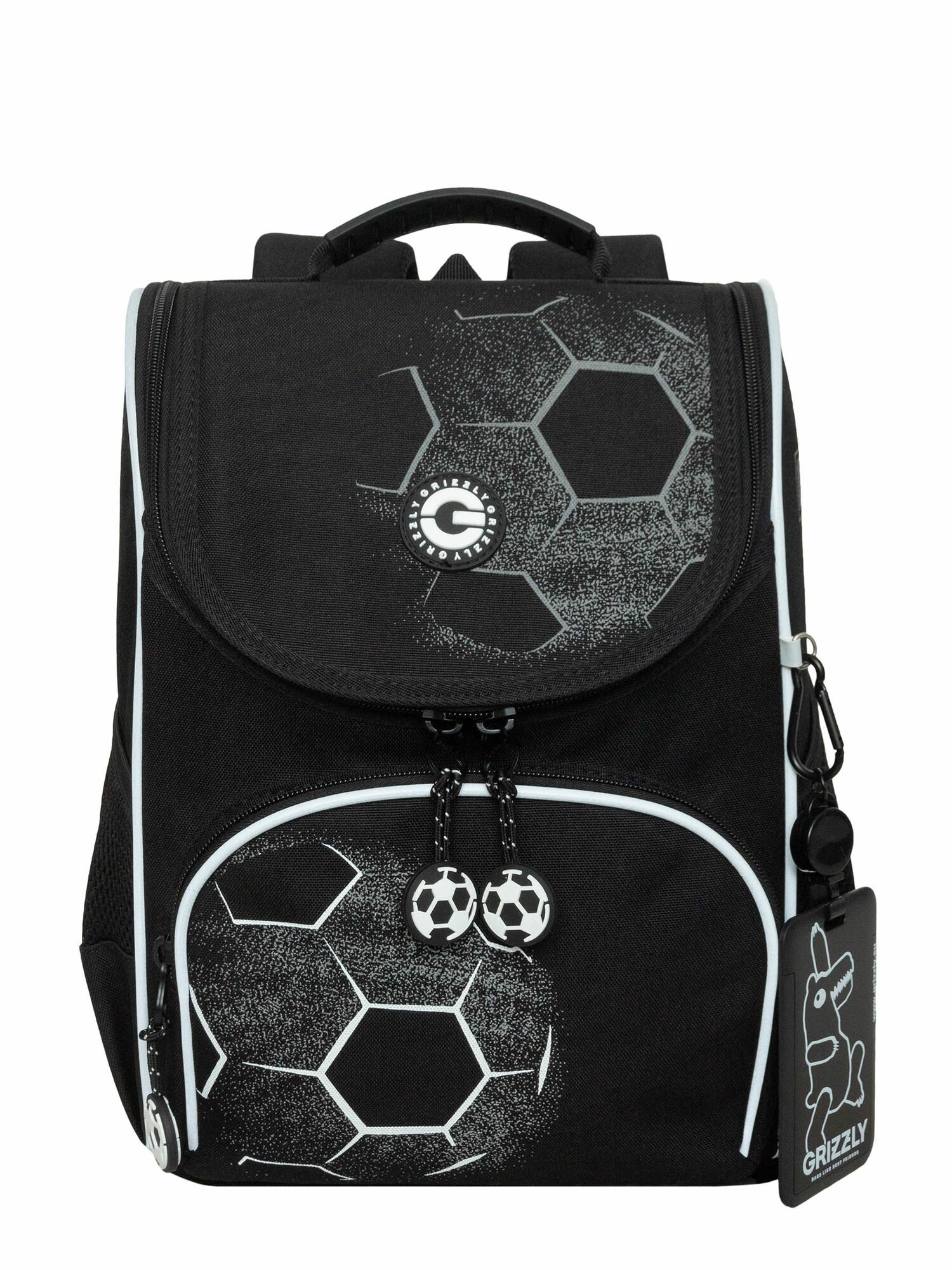 Ранец школьный GRIZZLY суперлегкий с анатомической спинкой, на ножках, с мешком для обуви, для мальчика, RAm-685-10