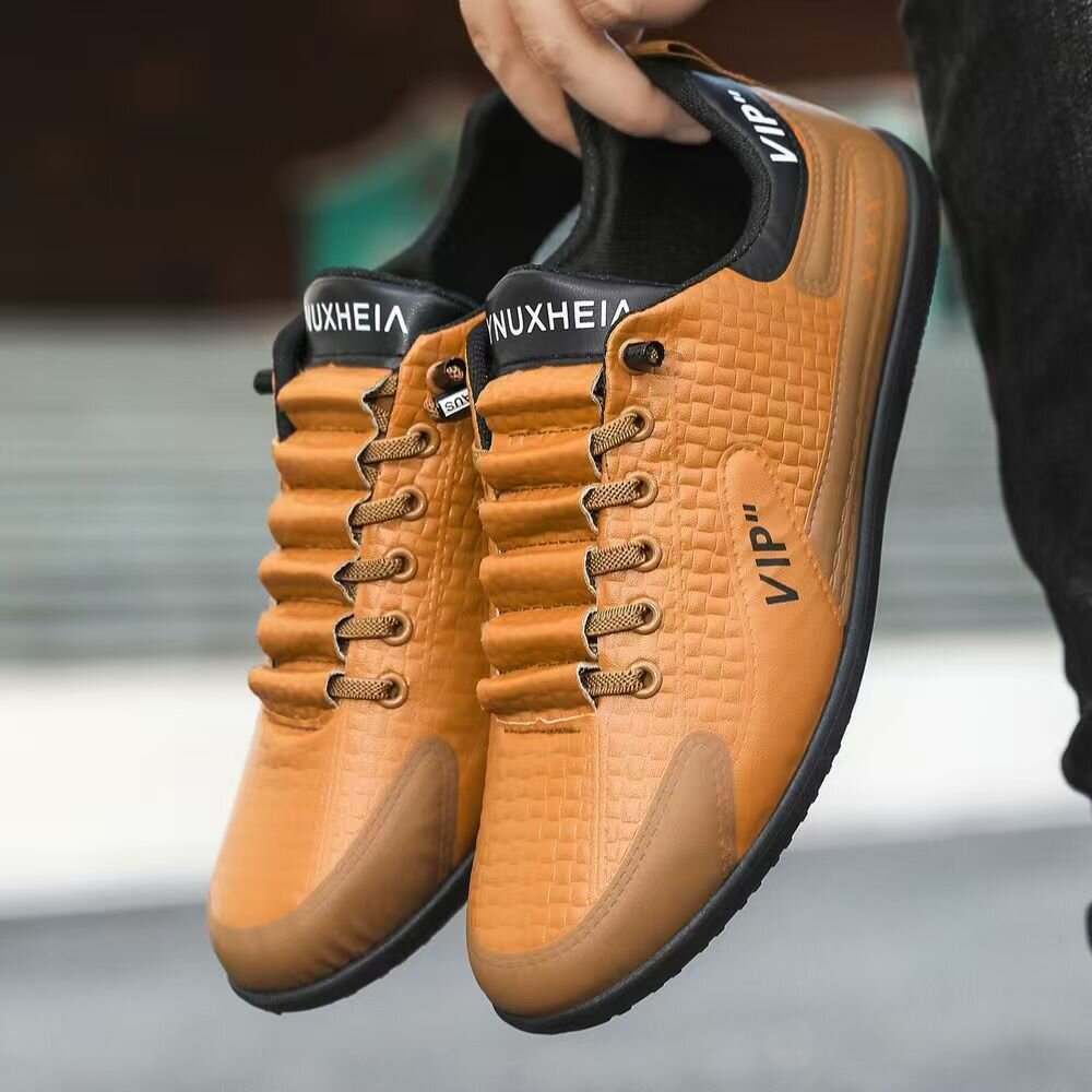 MOOCIE Мужские кожаные повседневные кроссовки без шнурков для весны и осени, подойдут для пап, обувь для вождения и модная спортивная обувь. EU:42