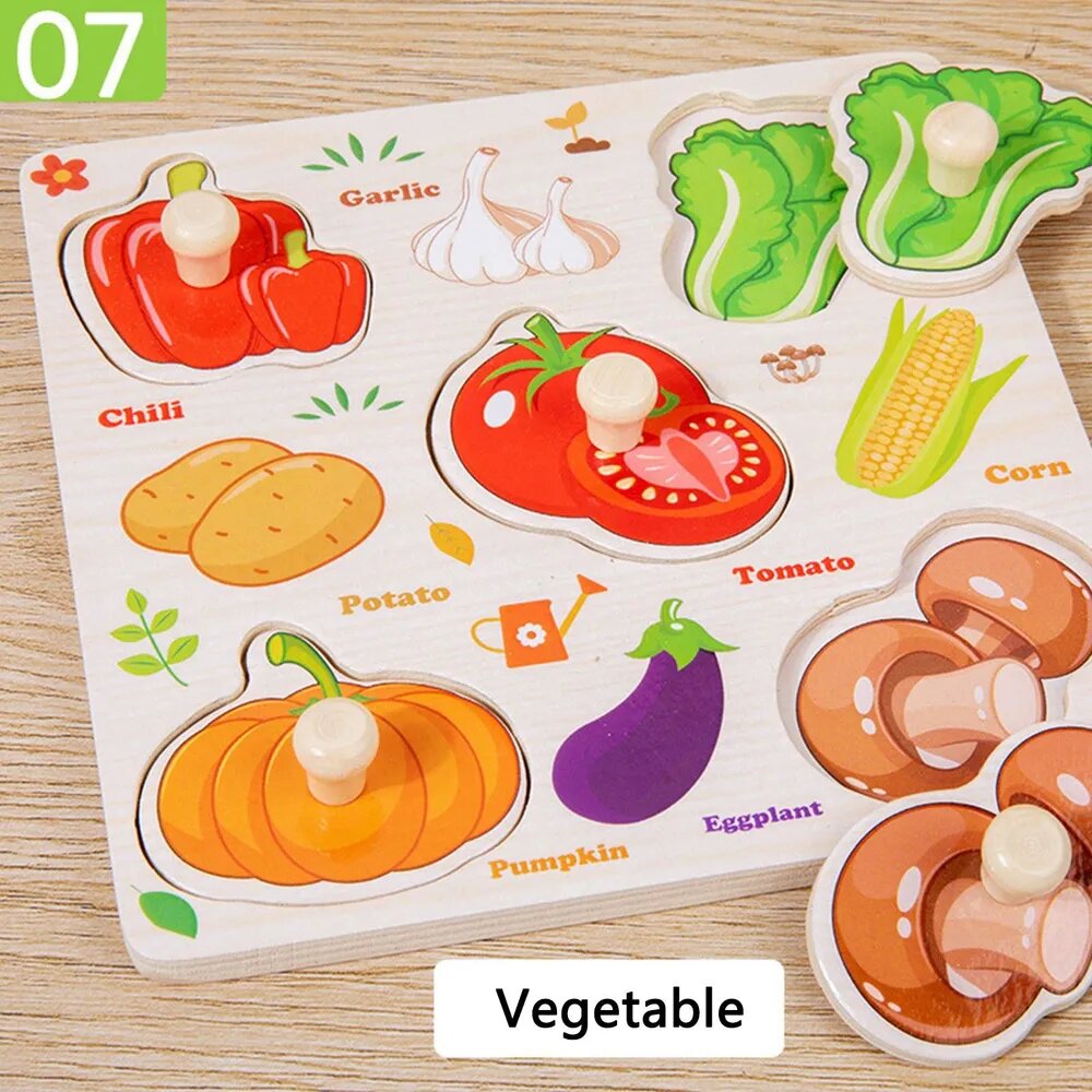 Пазлы, Деревянный пазл с цифрами и буквами для раннего обучения и воспитания ребенка