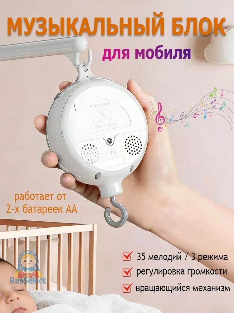 Музыкальный блок для мобиля на детскую кроватку 36 мелодий / Мобиль новорожденных