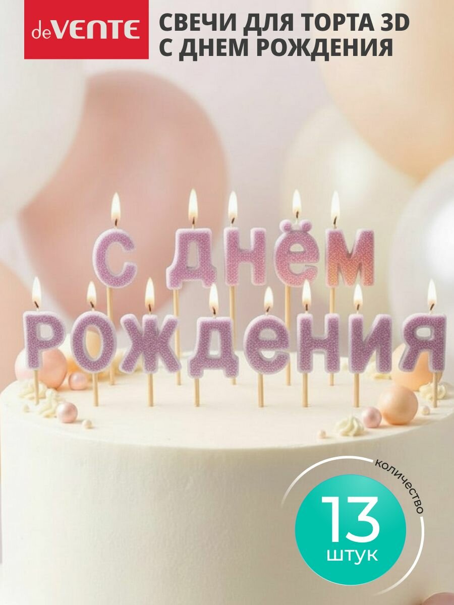 Свеча праздничная для торта с надписью С днем рождения