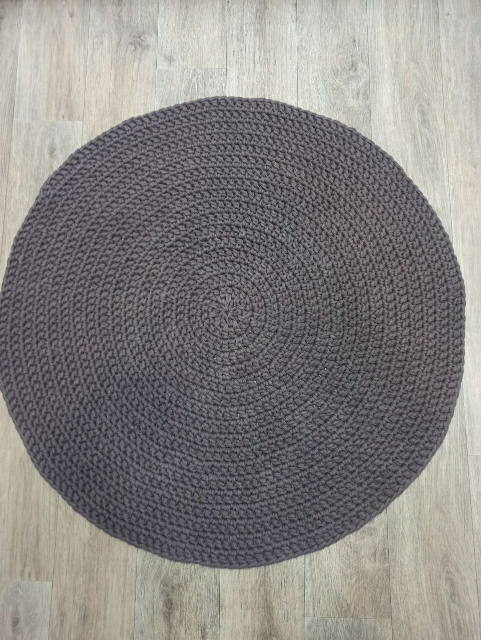 Эко коврик. Круглый вязаный хлопковый ковер, ручной работы для гостиной, спальни, детской, прихожей, ванной и бани.