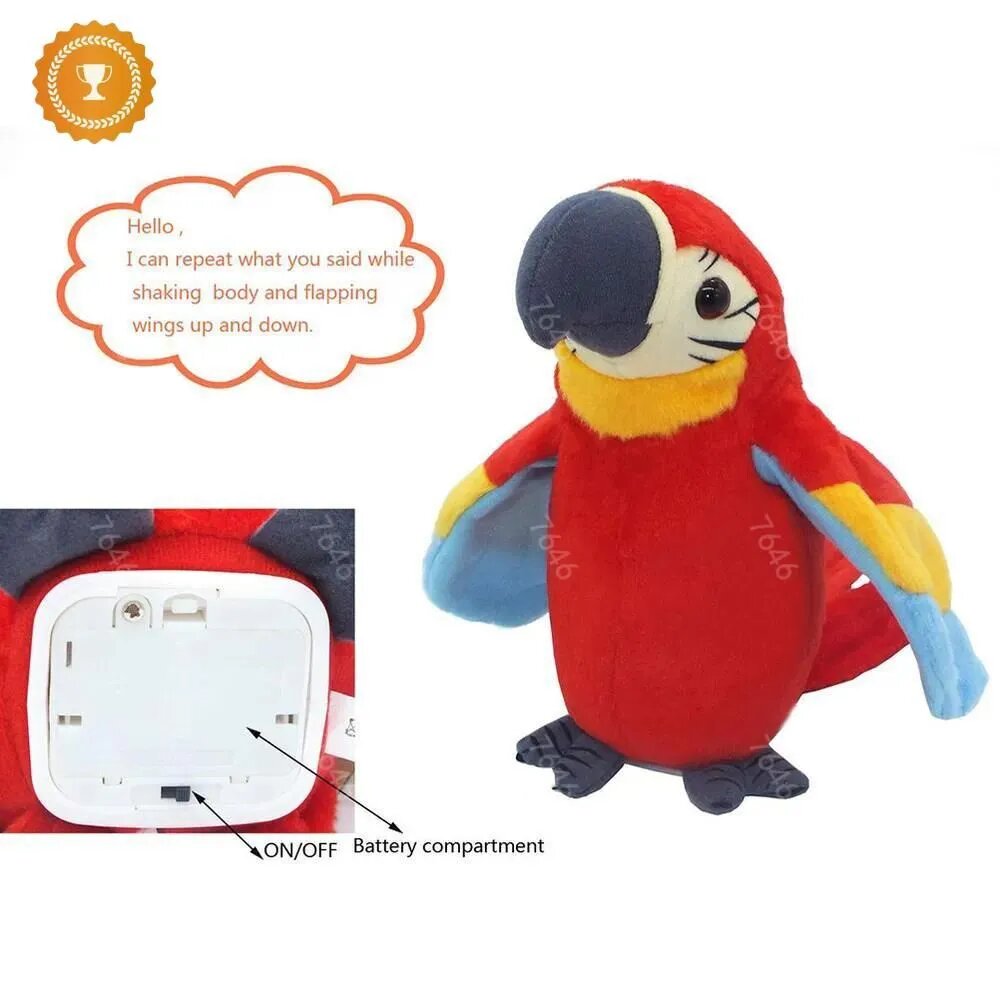 GM Электрический говорящий попугай плюшевая игрушка интерактивная, повторяет фразы, для детей