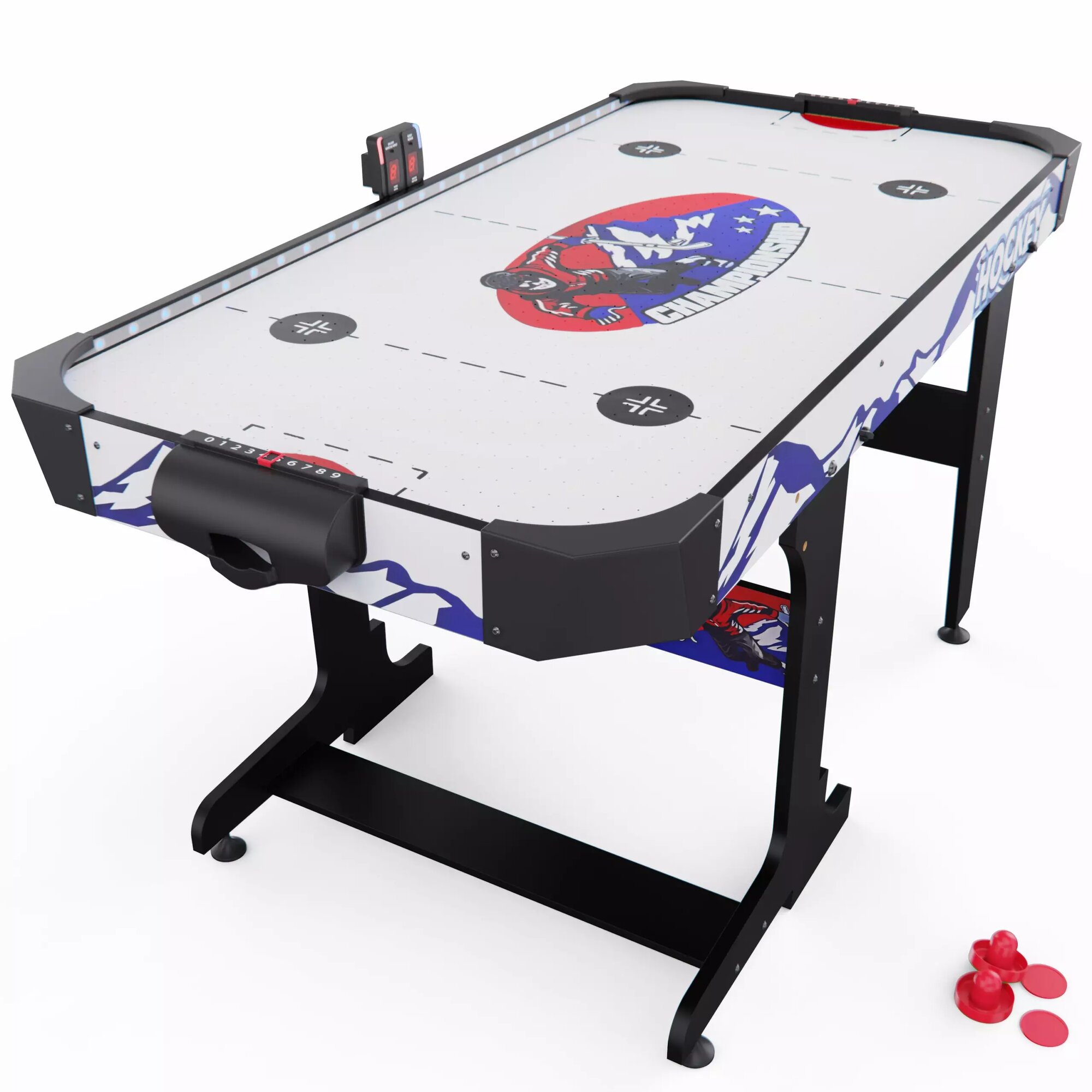 Игровой стол – аэрохоккей с подсветкой DFC Championship 53" 135 х 65 см, складной, белый