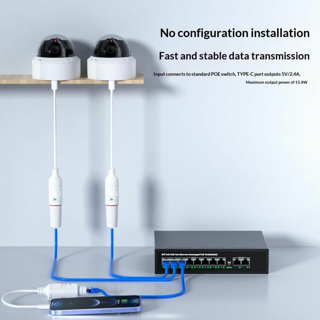 POE-сплиттер USB-C 48 В/5 В — фото 1