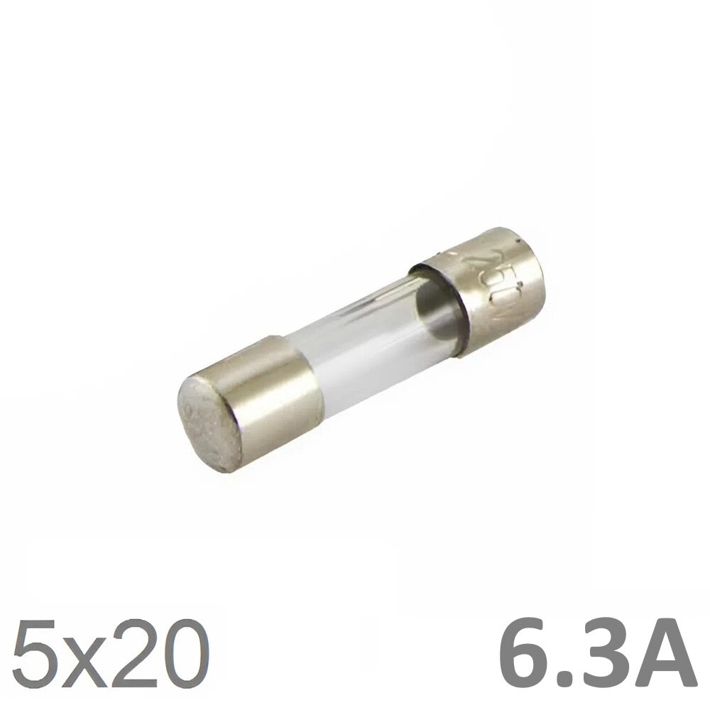 Предохранители (плавкие вставки) 5х20мм 6.3А 250В стекл. быстр. - 10 шт.