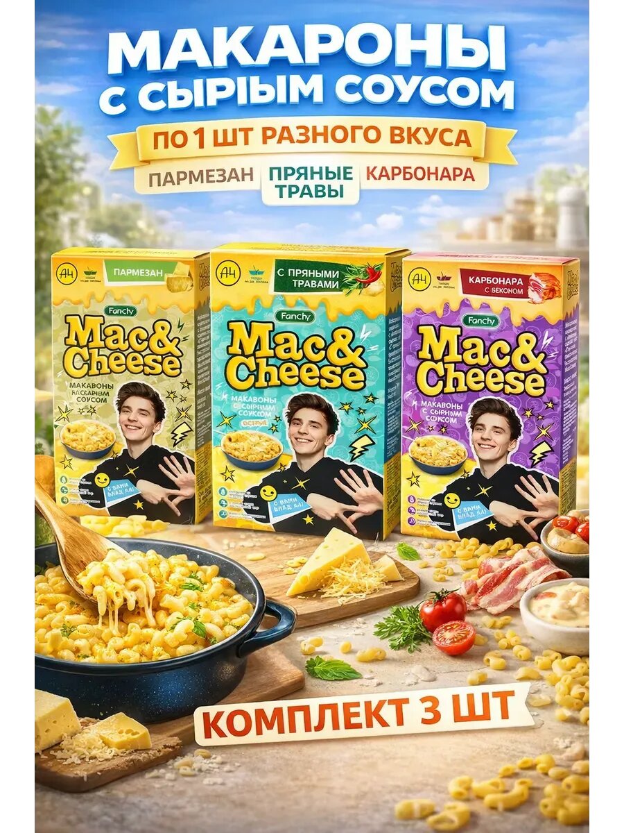 Макароны Mac&Cheese 3 вкуса