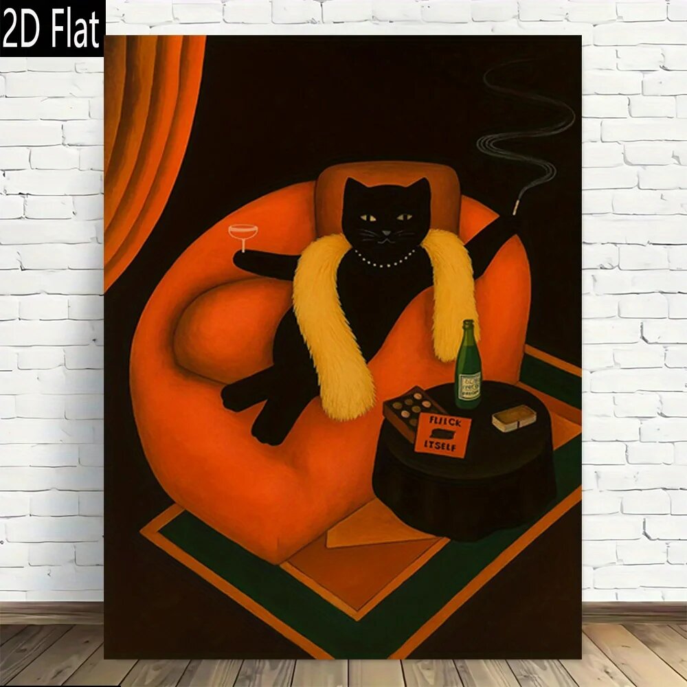 Художественный принт "Кот в меху", 40x60 см, Elega