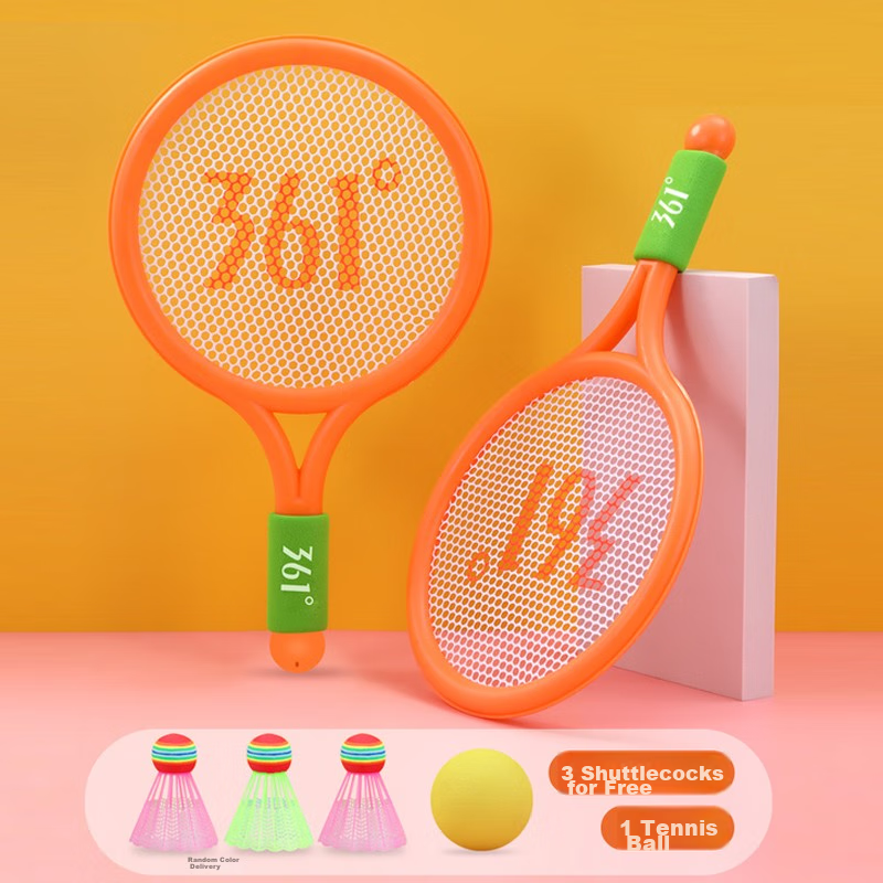 Набор ракеток для бадминтона 361° для детей 3-12 лет с прочным большим головой и оранжевым цветом солнечного света