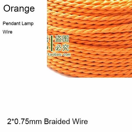 Винтажный тканевый провод 0,75 мм² медный 5/10/20/50 м Orange, 5m