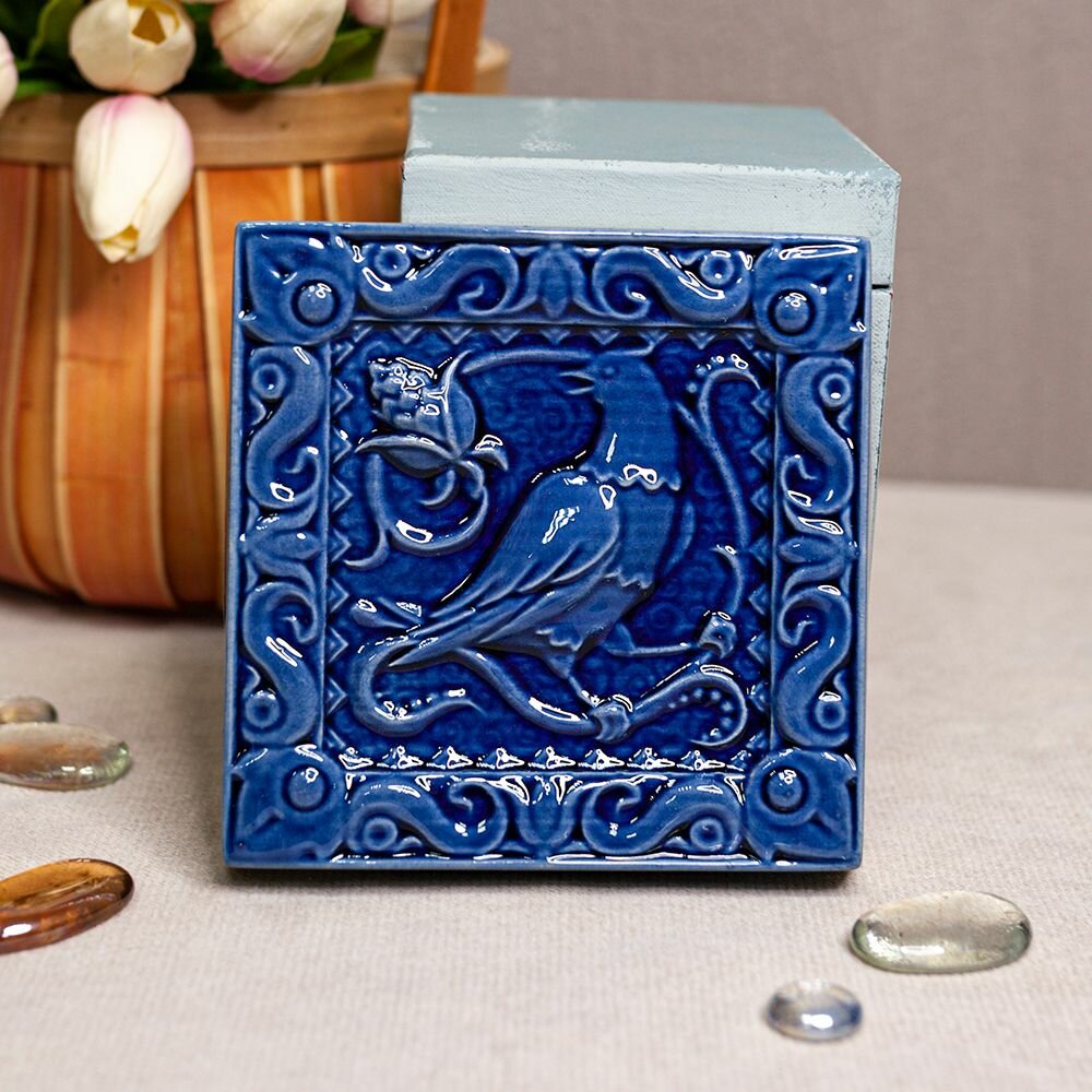 Изразец Соловей одноцветный синий