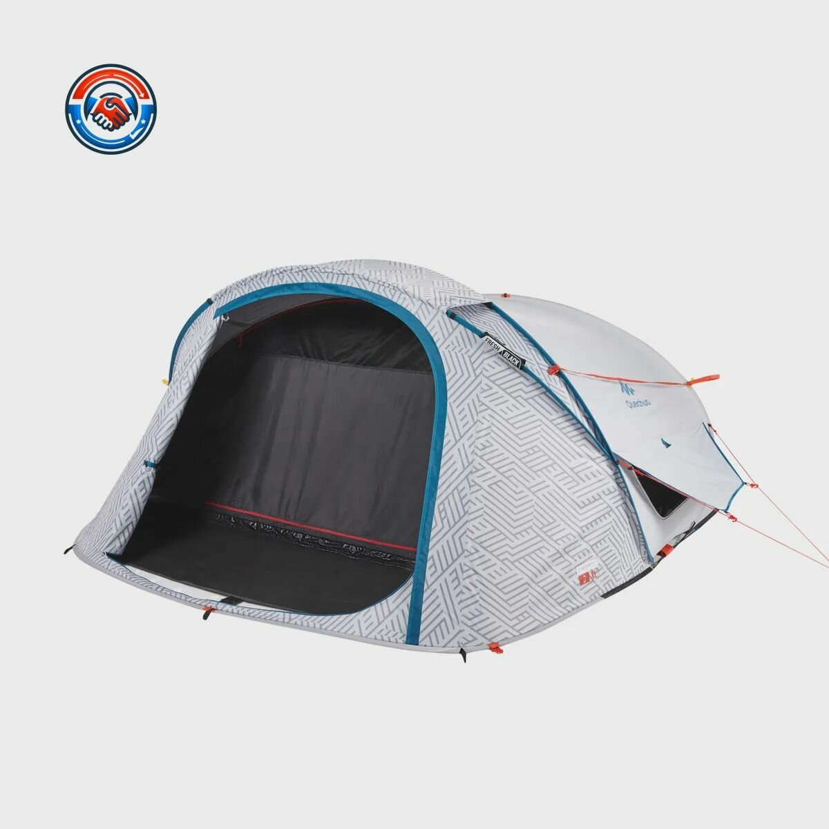 Палатка трёхместная QUECHUA 2 Seconds XL Fresh&Black, быстрая установка, защита от солнца и жары, туристическая палатка для похода и кемпинга