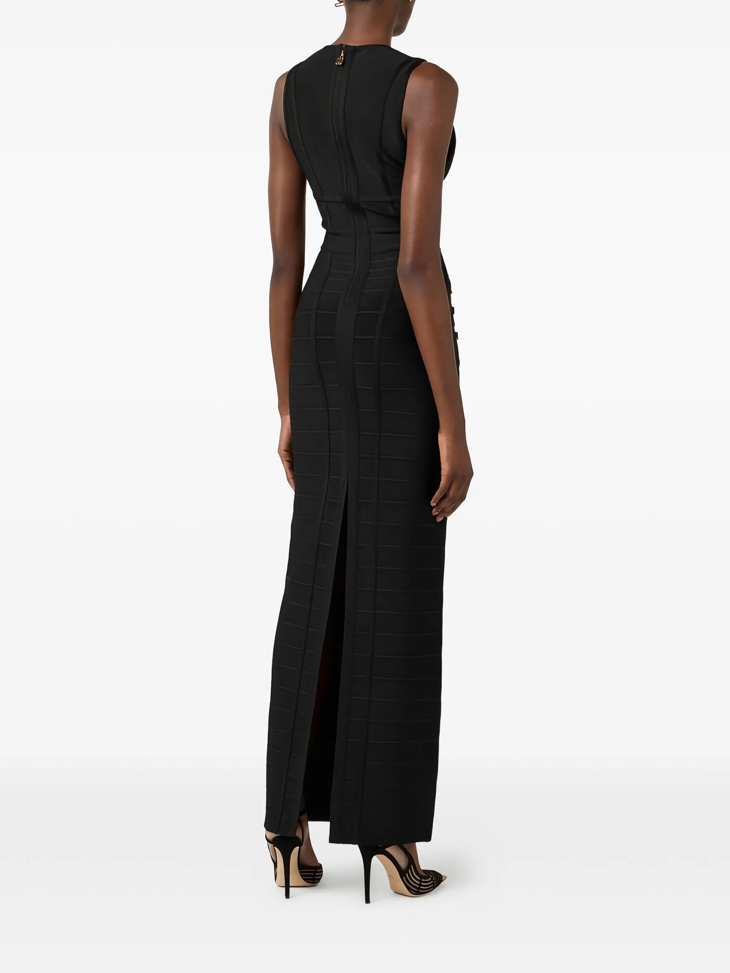 Платье Elisabetta Franchi Ribbing maxi dress, размер 42, black/black — фото 1