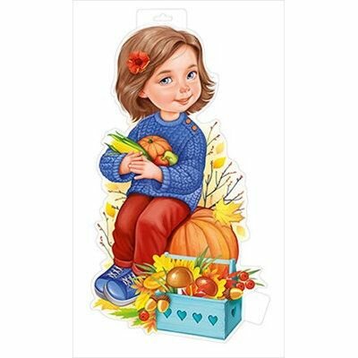 Оформительский элемент Империя поздравлений Девочка с урожаем, формат А3, двусторонний, вырубка