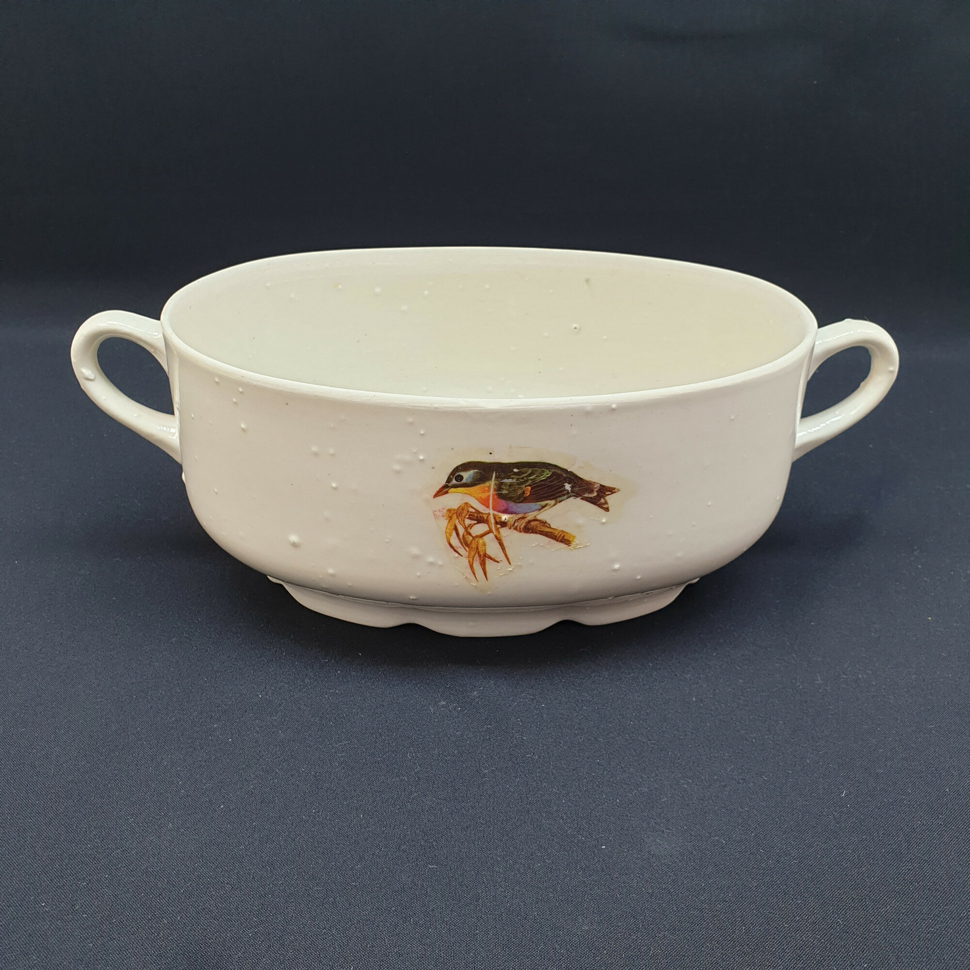 Винтажная супница 3 литра без крышки, фарфор, деколь, СССР.