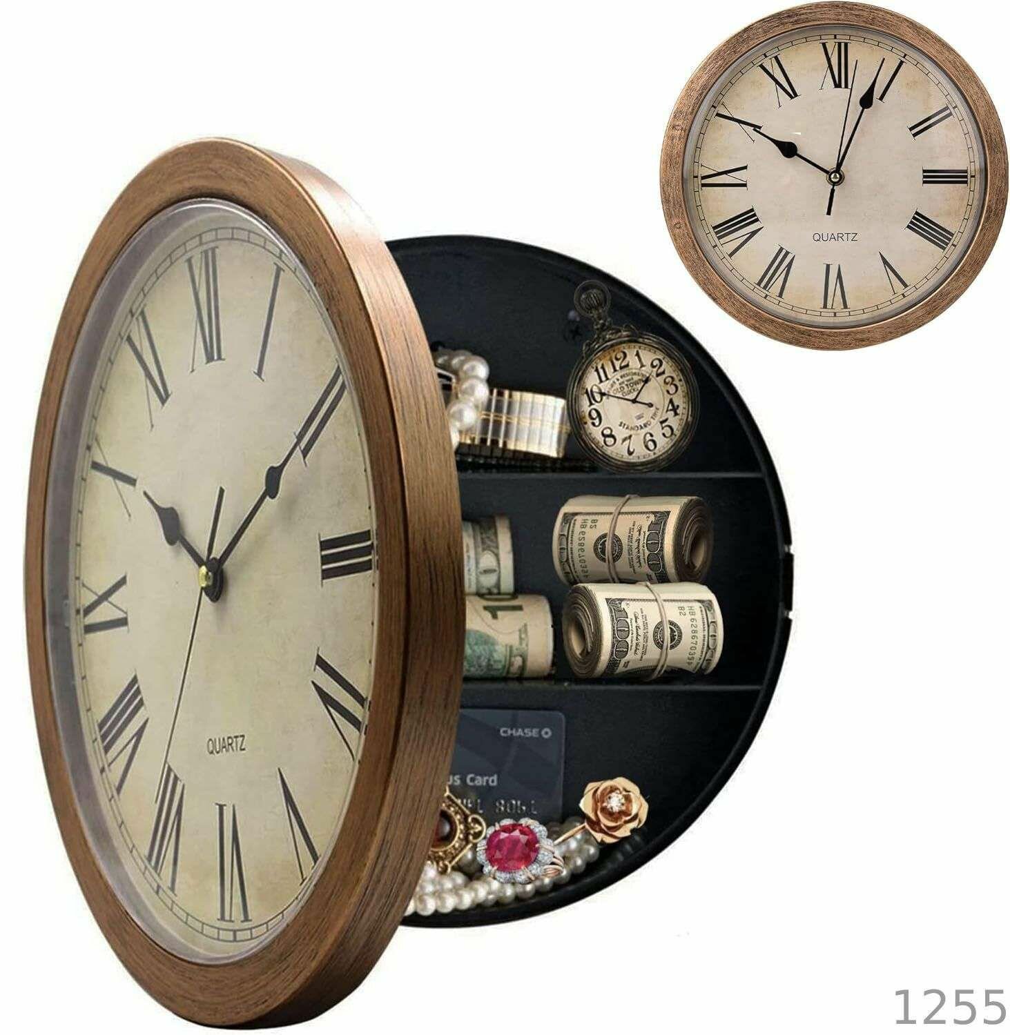 Креативные скрытые настенные часы-сейф для хранения денег, ювелирных ценностей, наличных, для гостиной, спальни и офиса.11