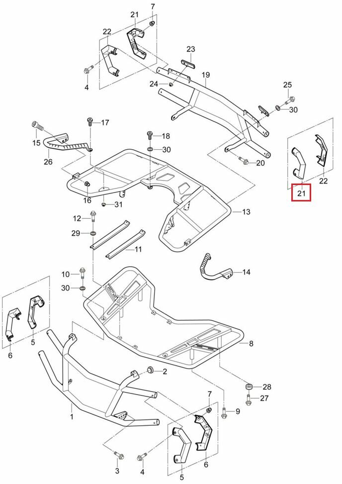 P212001821040000 Заглушка усилителя заднего бампера для Hisun TACTIC HS1000ATV