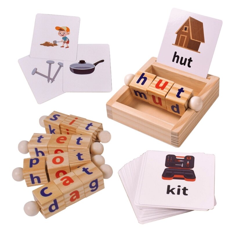 Деревянный Блок Орфографическая Игра Подбирающие Флеш Карты Обучающие Головоломки Подарок для Мальчиков И Девочек В Возрасте 3-5 Лет