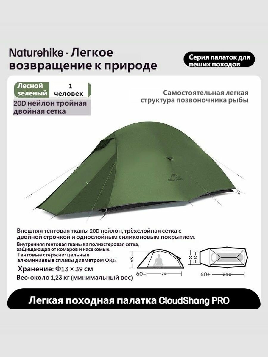 Naturehike Палатка серии Yunshang Pro 1-2 человека CNK2350WS020