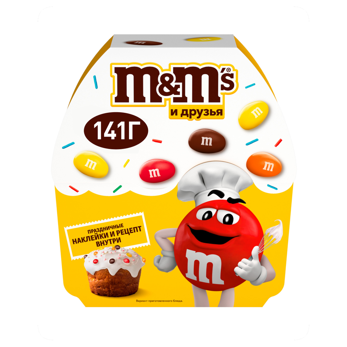 Сладкий подарок M&M'S и друзья Пасхальный кулич, конфеты M&M'S, Twix, Milky Way, Bounty, Skittles, 141 г