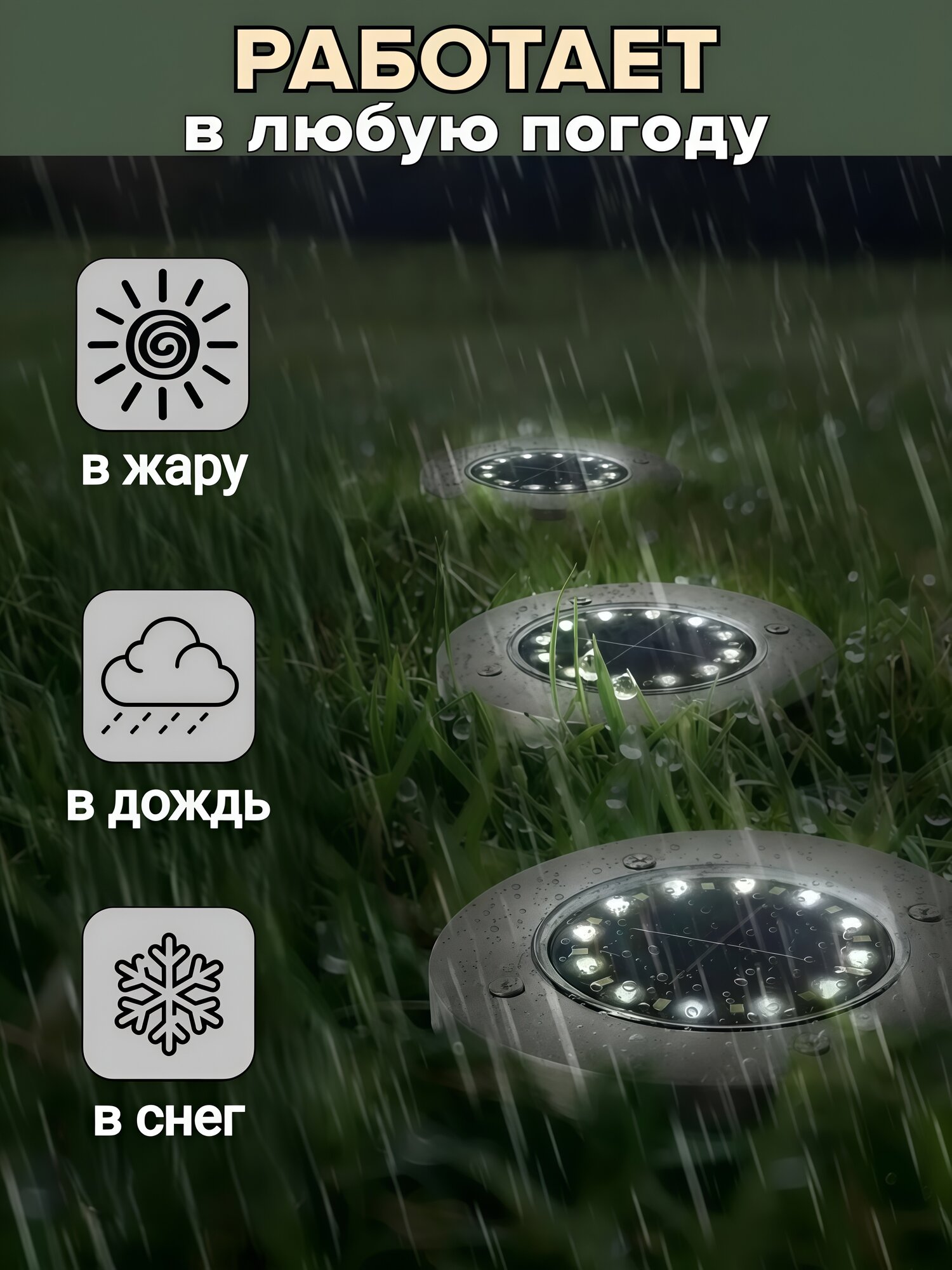 Светодиодный светильник грунтовый 12Вт,1200Лм,3000К, IP67, встраиваемый