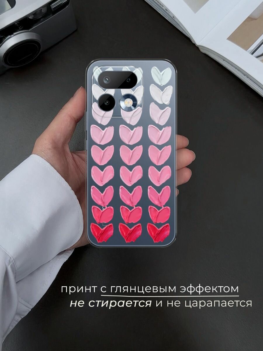 Силиконовый чехол на Realme 16 Pro / Реалме 16 Про с принтом Градиент из сердечек — фото 1