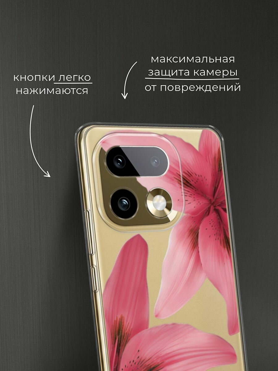 Силиконовый чехол на Realme 16 Pro+ / Реалме 16 Про+ с принтом Pink flower — фото 1
