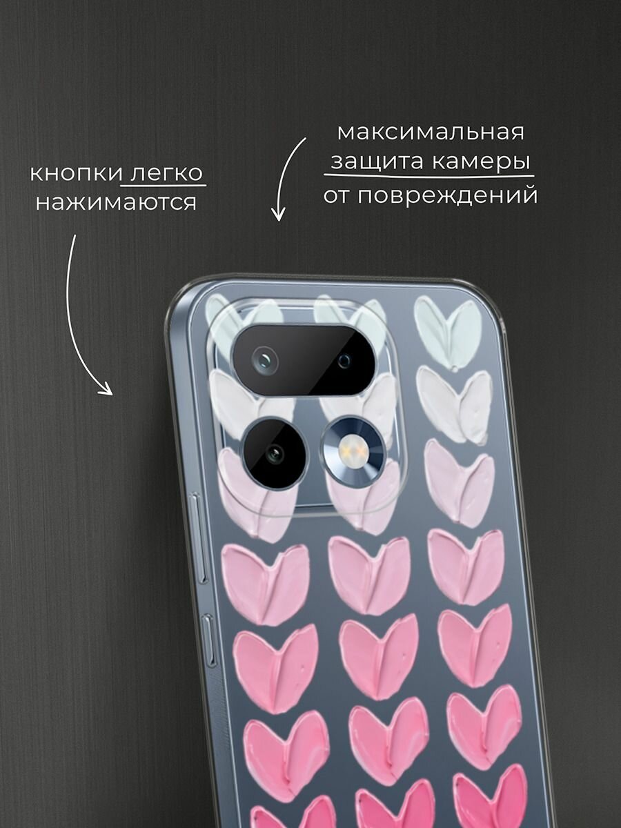Силиконовый чехол на Realme 16 Pro / Реалме 16 Про с принтом Градиент из сердечек — фото 1