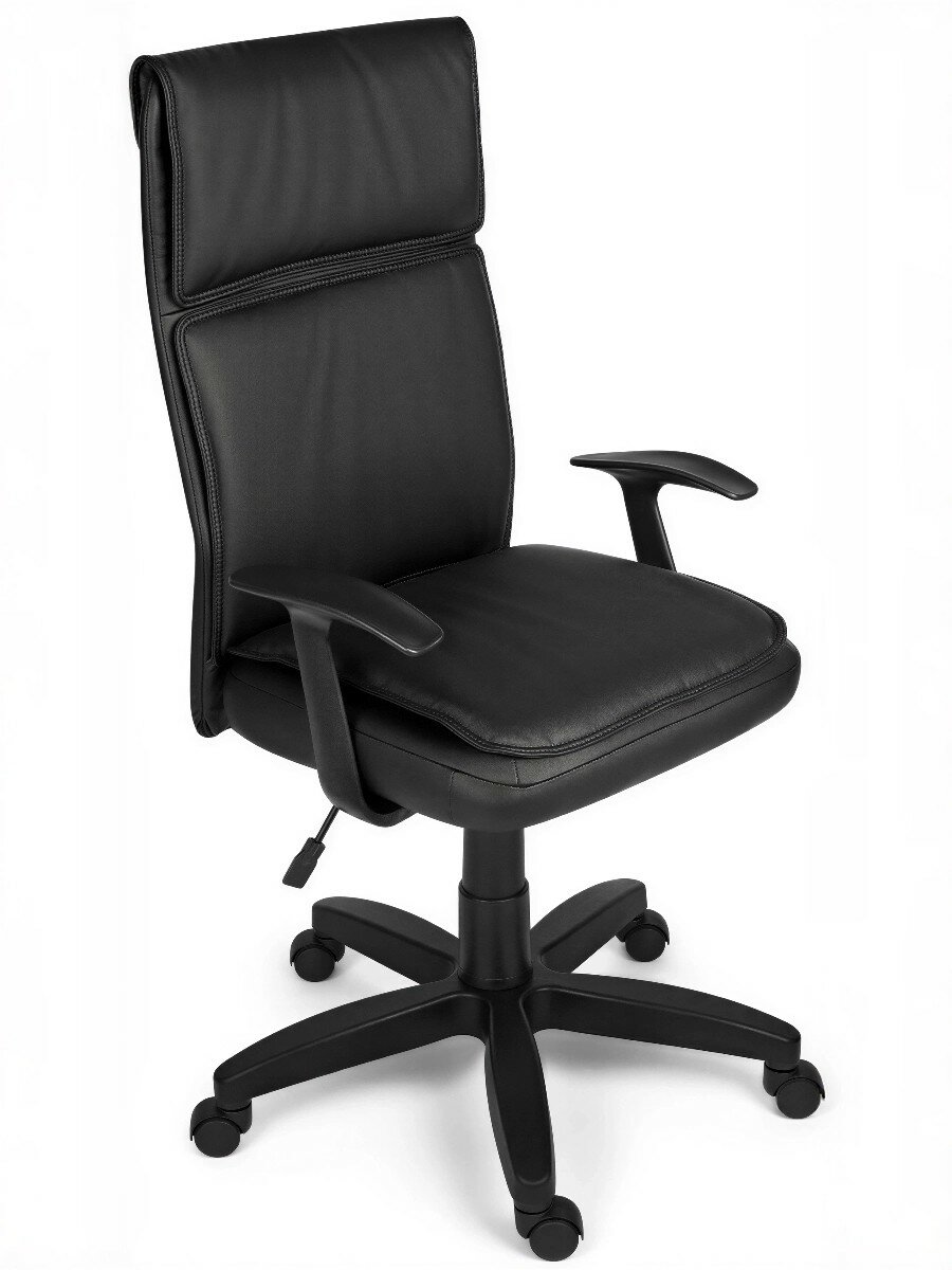 Офисное компьютерное кресло с резиновыми роликами Factor Соло 1П, экокожа черная