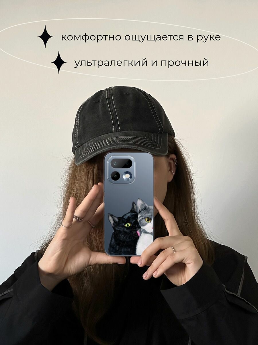Чехол на Realme 16 Pro / Реалме 16 Про с принтом Кошачья любовь, прозрачный — фото 1