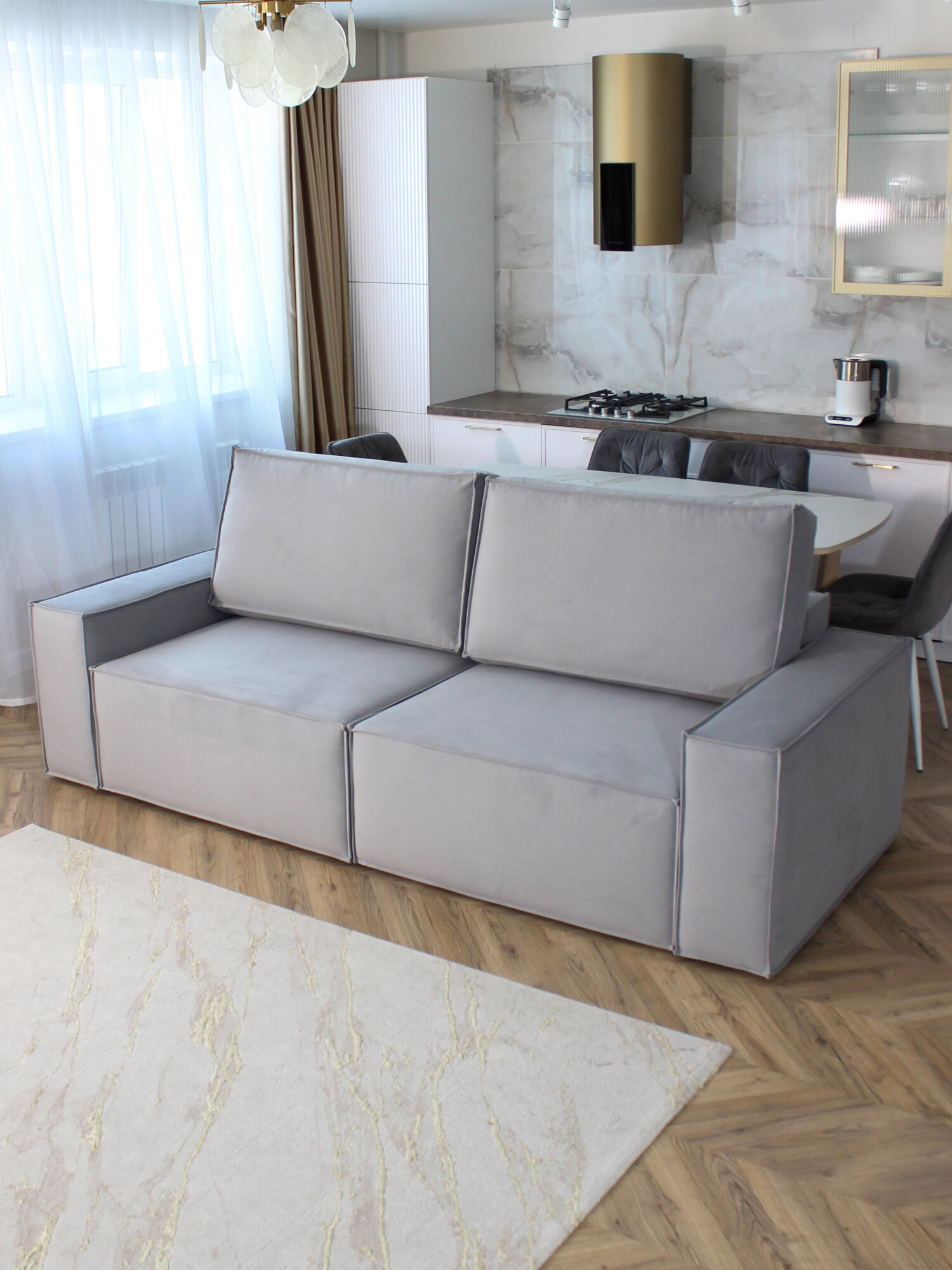 Диван-кровать Forrest Конер светло-серый, механизм выкатная Еврокнижка, 250х109х65 см