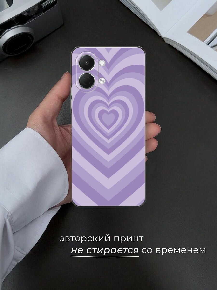 Чехол на Tecno Spark Go 3 / Текно Спарк Го 3 с принтом Violet heart latte — фото 1