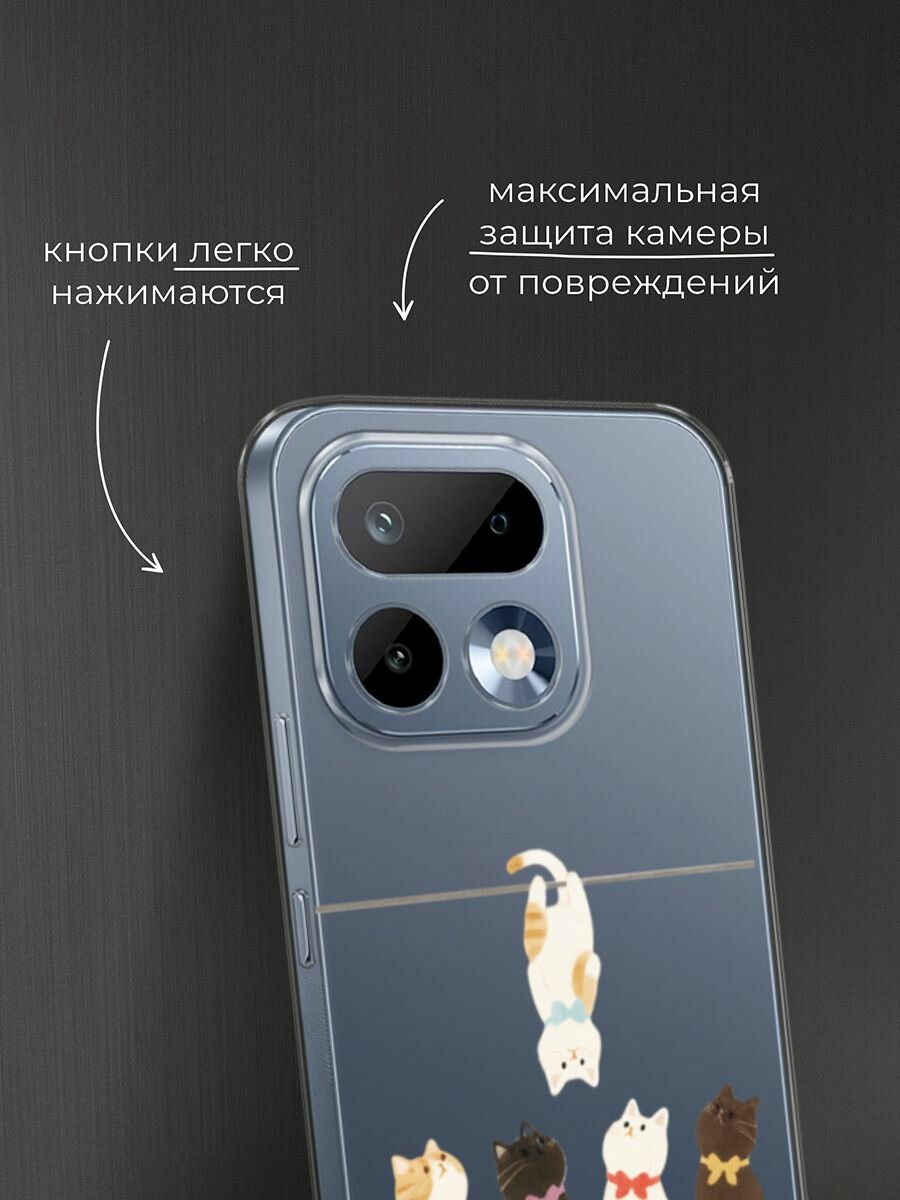 Чехол на Realme 16 Pro / Реалме 16 Про с принтом Забавные котики, прозрачный — фото 1