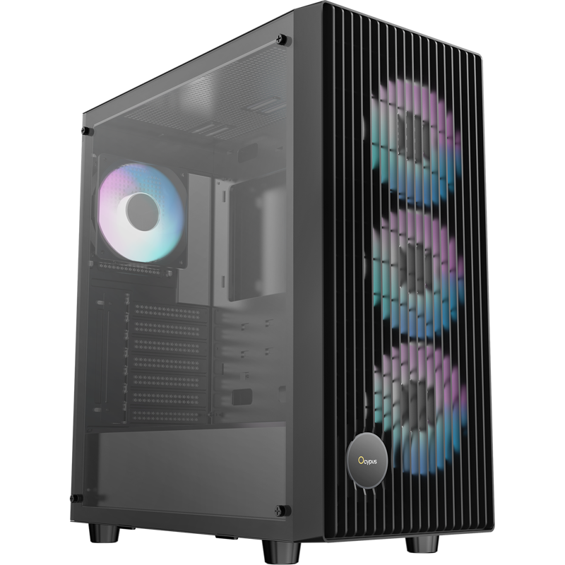 Корпус ПК Case Ocypus Gamma C70 BK ARGB, Midi‑Tower, 4×120 мм ARGB, USB‑A 3.0 и USB 2.0, ATX/mATX/mITX, чёрный