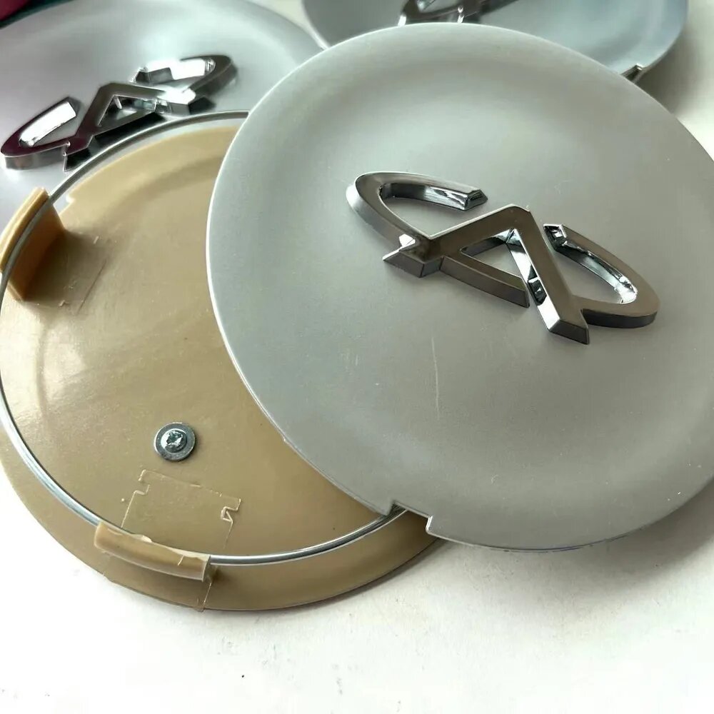 Колпаки колесные для Chery QQ6 A1 Kimo (4 шт.) Серебристые, наружный диаметр 13 см — фото 1