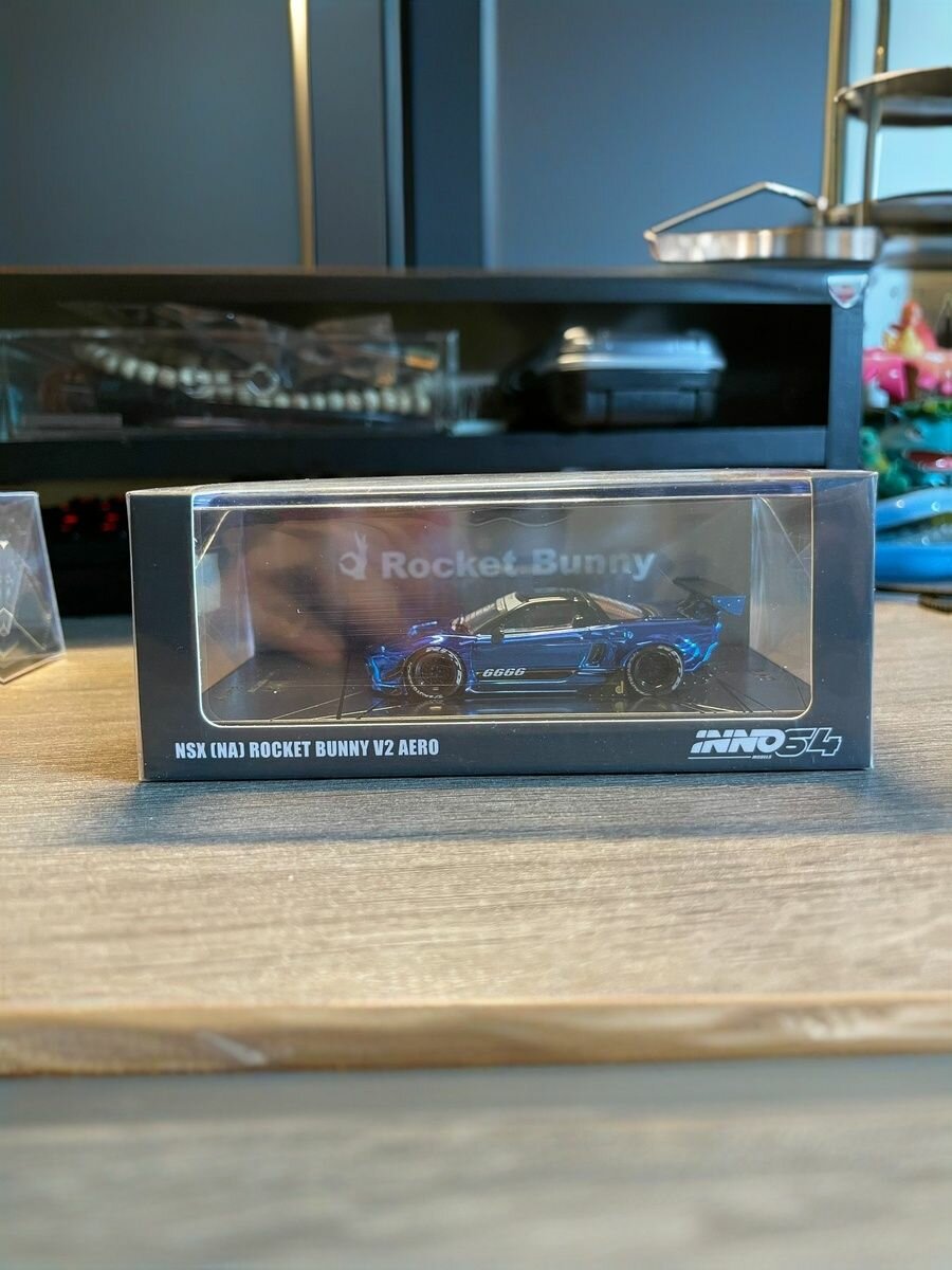 Машинка INNO 1/64 NSX (NA) ROCKET BUNNY V2 AERO Chrome Blue Die-cast Alloy Car Model Collection Gift