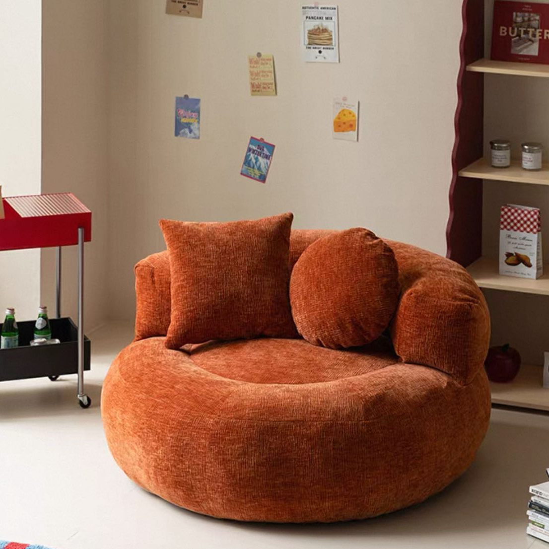 Интерьерное мягкое круглое кресло Cardan (оранжевое)