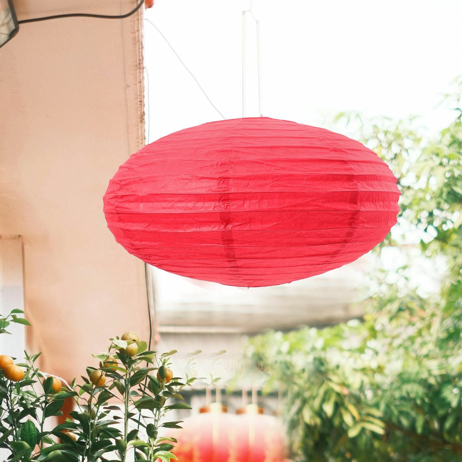 Складной красный бумажный абажур для подвесного светильника из бумаги и железа