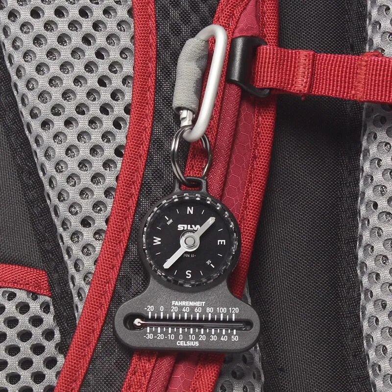 Компас Silva Pocket — спортивный компас с термометром и карабином, черный матовый — фото 1