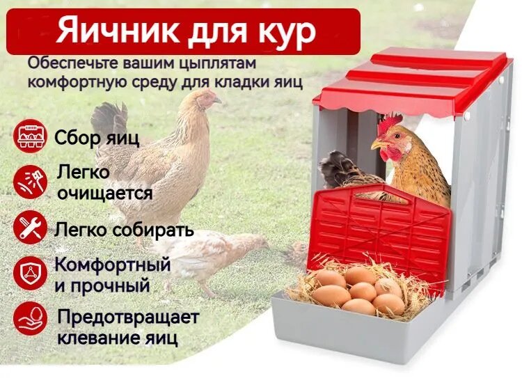 Удобное куриное гнездо с яйцесборником, 29,2 х 51,5 х 46,5 см