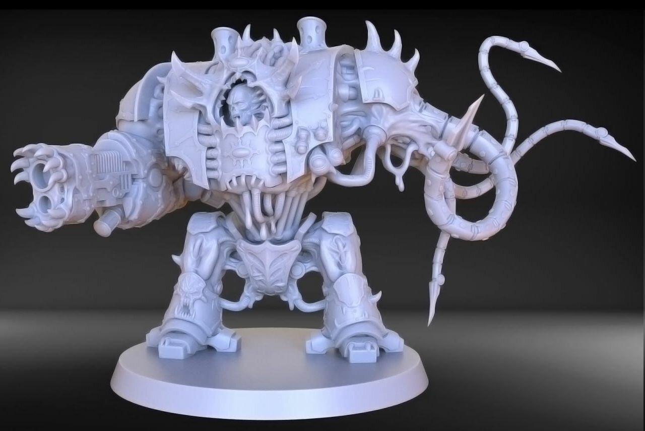 Chaos Obliterator Dreadnought. С подставкой. Warhammer 40.000